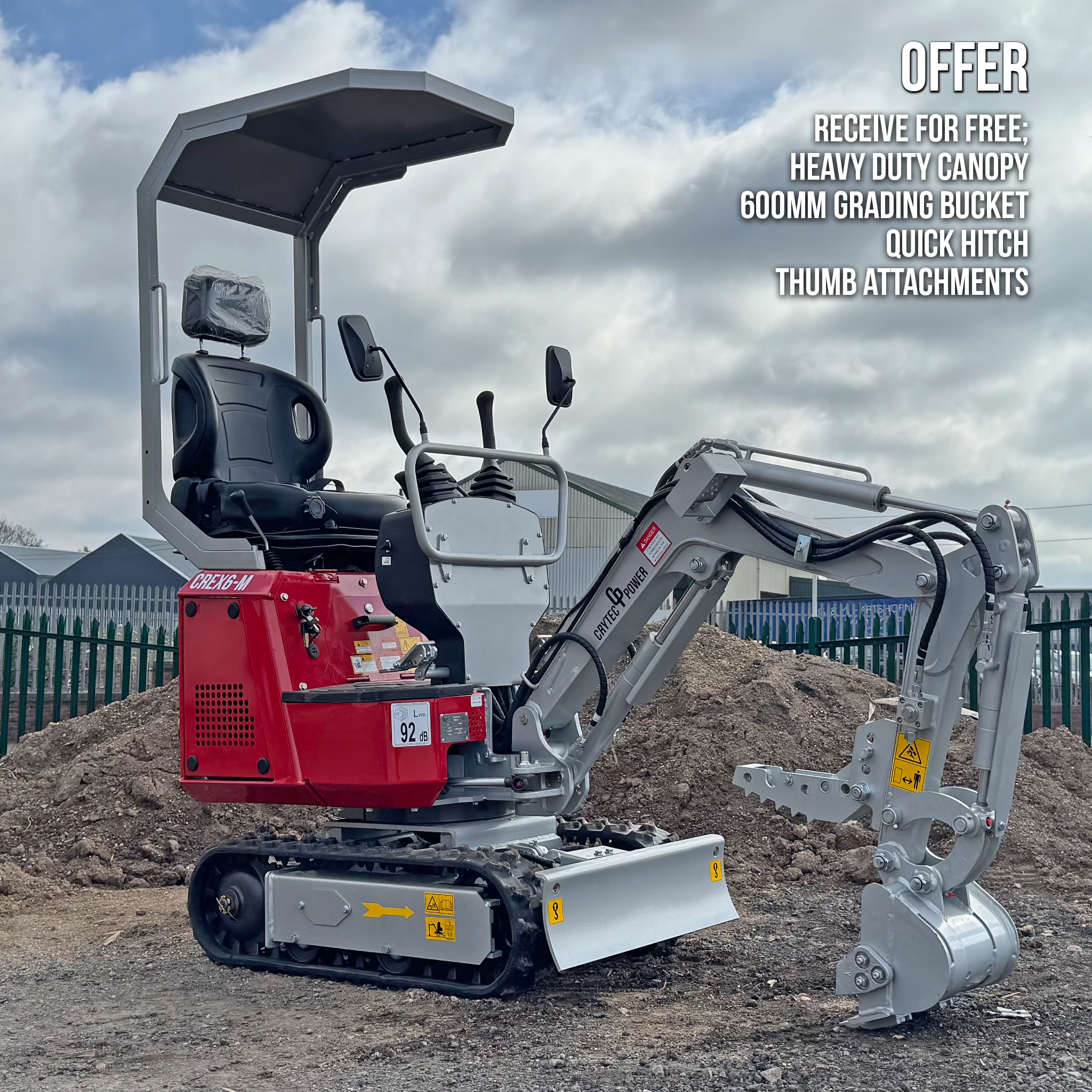 CREX6-M Petrol 600kg Micro / Mini Excavator Digger Loncin Engine – Crytec